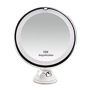 FQYYDD Illuminated Makeup Mirror Make-Up Mirror With Led Light 10X Magnifying Glass Portable