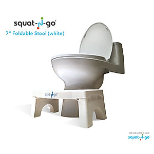 Squat N Go Folding Squatting Stool | The Only Foldable Toilet Stool | Convenient and Compact Great for Travel | Fits All Toilets, Folds for Easy Storage, Use in Any Bathroom | White Color |