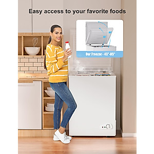 Bodacious Ultra Quiet Deep Freezer - 5.0 Cu Ft Compact Chest Freezer with Fast Freeze Performance, Low Power Consumption, Ideal for Home, Restaurant, and Small Shops