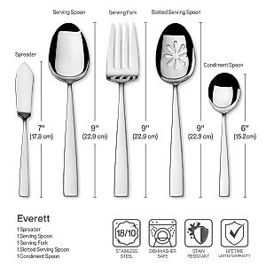 Mikasa Everett 101-Piece 18/10 Stainless Steel Flatware Set, 101pc