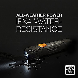 Energizer HC-300 LED Flashlight, IPX4 Water Resistant, Maximum Durability, Smart Dimming LED, High-Performance Task Light, Batteries Included, Black/Gray