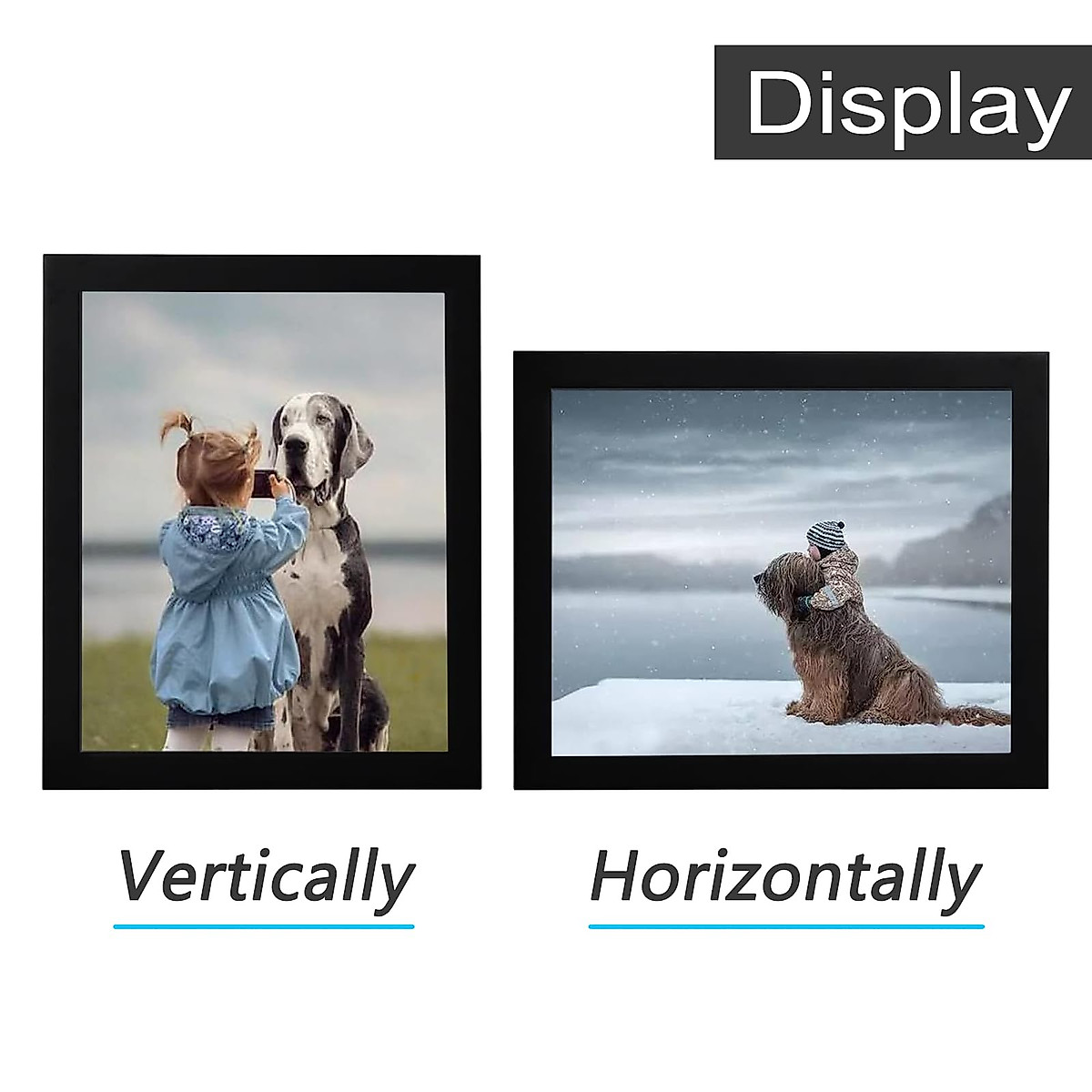 Kingsmile 8x10 Picture Frame, 2 Pack Wood Frames with Durable Shatter Resistant Cover, Display Poster 8x10 without Mat, Photo Frame for Wall Gallery Display, with 2 Wall Hooks. (Brown)