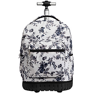 SKYMOVE 18 inches Wheeled Rolling Backpack Multi-Compartment Elementary Books Laptop Roller Bag Short Trip Carry-on for Women and Girls, Wash Painting