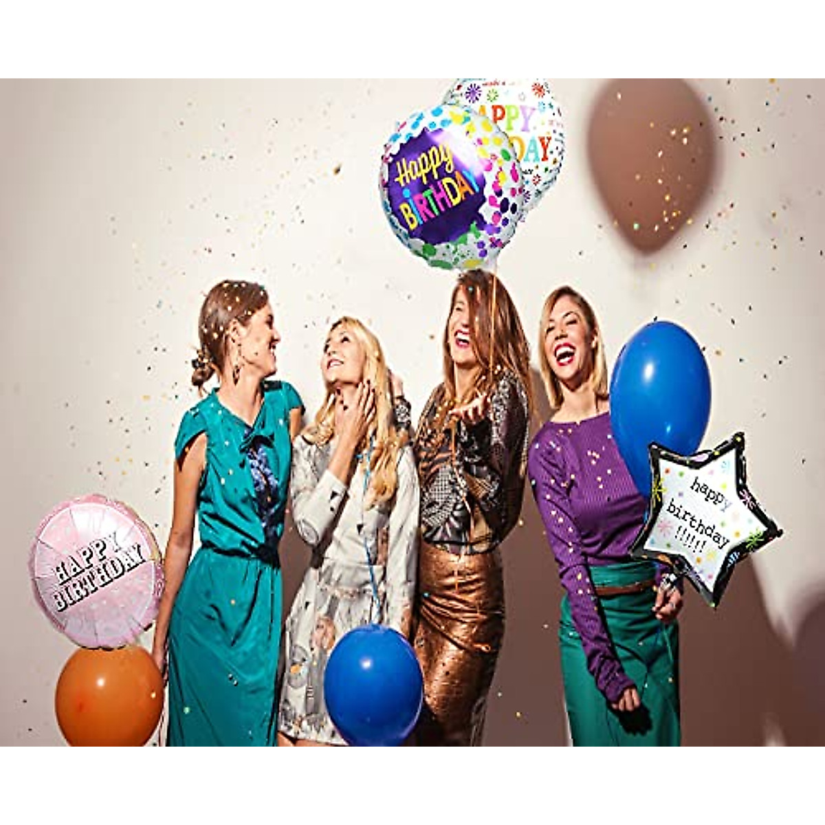 Happy Birthday Foil Balloons Round Mylar Helium Balloon Party Decorations Supplies 6Pcs