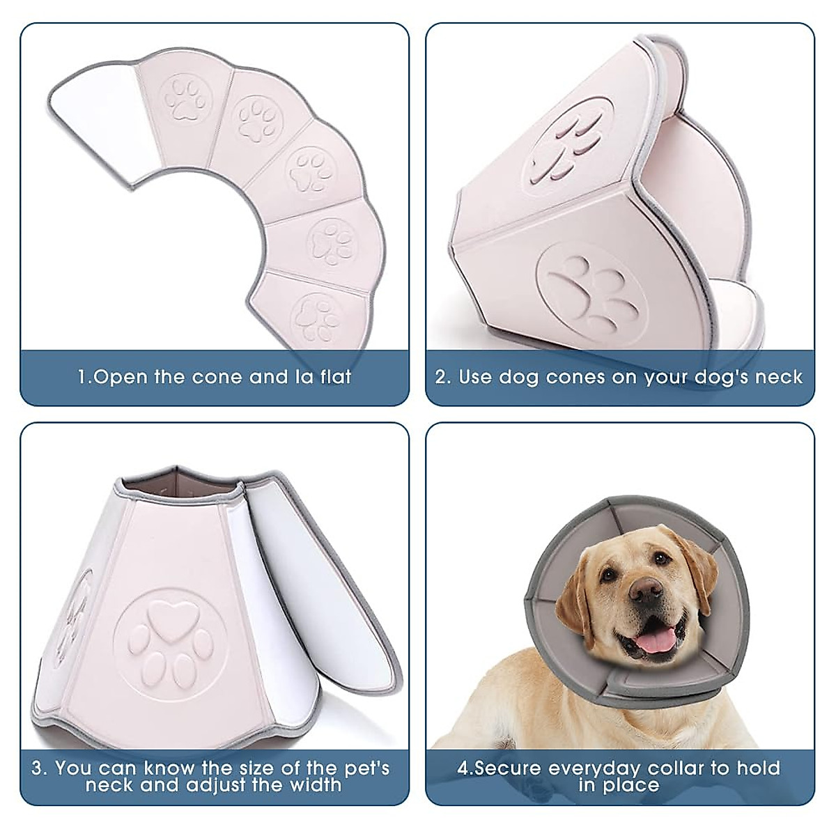 Noble Hydric Pet Cone for Small Dogs and Cats,Cat Cone Collar Soft to Stop Licking Extra Soft Dog Cone Alternative After Surgery for Large Medium Small Dogs-Adjustable 13.4"-15.7" Recovery Cone(L)