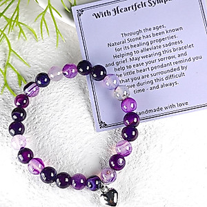 Memorial Scented Candles Gifts Baskets for Loss of Loved One, Sympathy Bereavement Thoughtful Grief Gift Ideas for Women, 7oz Lavender Candle, Healing Bracelets, Condolences Card, Sorry for Your Loss