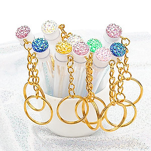 48 Pieces Disposable Mascara Wands Set,Include 24 pcs Disposable Crystal Lash Spoolies Brush and 24 Pieces Reusable Diamond keychain Empty Eyelash Brush Tubes for Women Girls Makeup Brush Kit