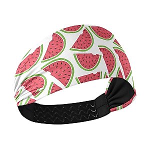 DOMIKING Sports Headband for Women - Patron Sandia Watermelon Unisex Workout Sweat Band for Men Moisture Wicking Hairband for Yoga Running Jogging