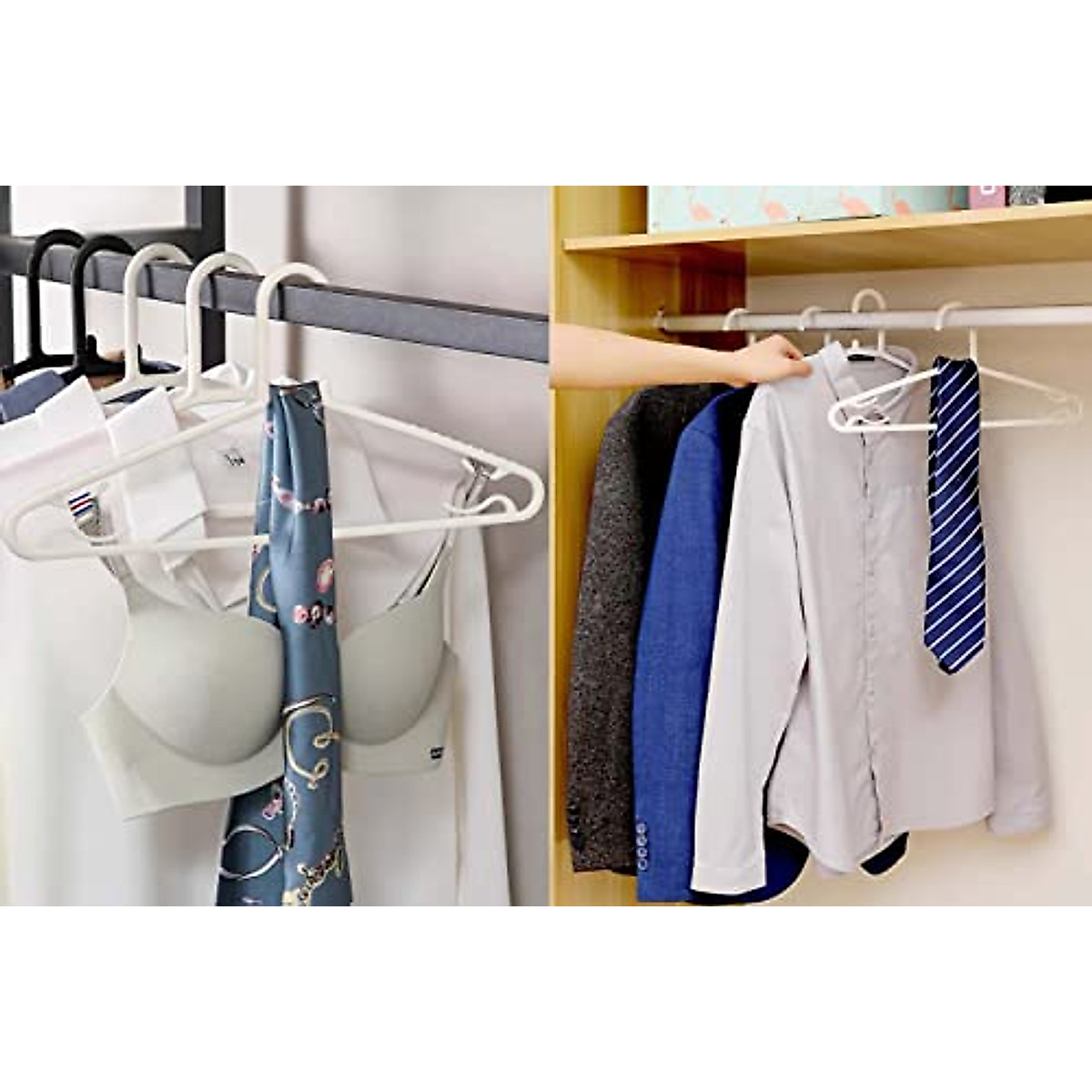 Black Plastic Hangers 20 Pack, Light Weight Durable Clothes Hangers Non-Slip Slim Heavy Duty Hangers G-Shape Standard Size Ideal for Tank T-Shirts Dresses Jackets Suits Blouses Ties Leggings (Black)