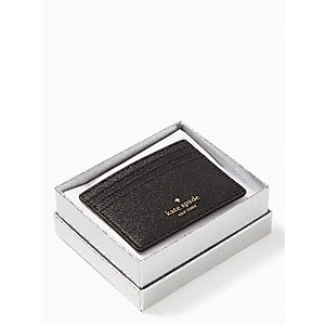 Kate Spade New York Shimmy Glitter Boxed Small Faux Leather Cardholder (Black)