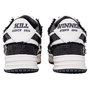 KILLWINNER Sneakers for Women, Fashion Sneaker Cowboy Tassel Sneaker Tennis Walking Shoes for Lady Black Sneakers