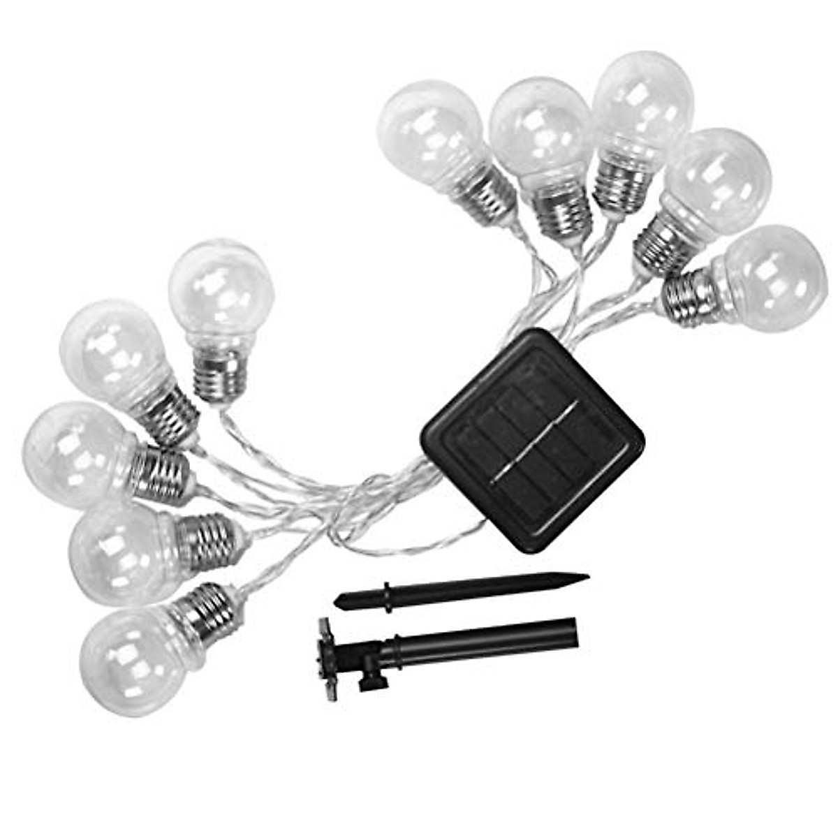SOLUSTRE Solar Light Outdoor, 2. 5M 10LED Retro Bulbs String Lights Energy LED Waterproof Warm White Lamps for Festival Party Home Garden (Black)