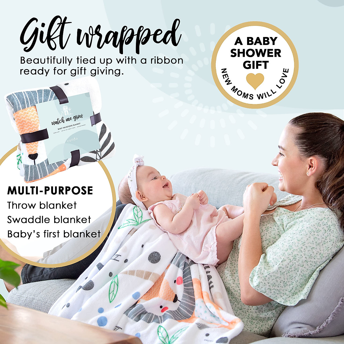 Calloo Baby Monthly Milestone Blanket for Baby Boy, Monthly Baby Milestone Blanket Boys, Baby Monthly Milestone Blanket Boy