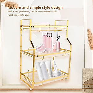 Bathroom Standing Rack, Easy to Bathroom Storage Shelf Stable White and Gold Wall Mounted for Bedroom(3 Tier)