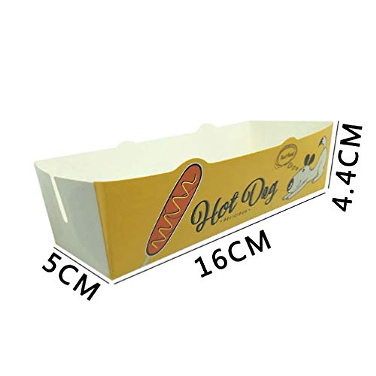 ABOOFAN Hot Dog Dish Paper Food Serving Tray 50pcs Disposable Hot Dog Holders Paper Bags Snack Top Open Box for Fries Chicken Sandwich Takeout 16x5x4cm