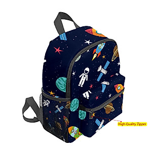 ZXIVGOQFR Schoolbag for Boys Girls Cute Kid's Toddler Backpack Space Stars Planets With Rockets Children Bag
