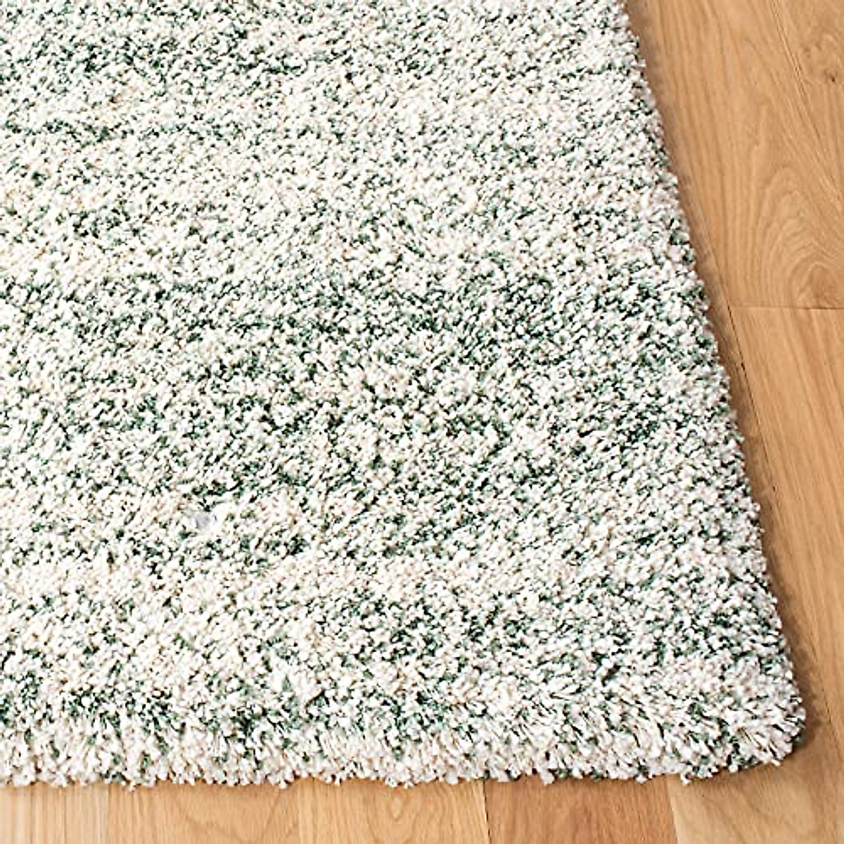 SAFAVIEH Hudson Shag Collection 5'1" x 7'6" Ivory / Green SGH295X Modern Abstract Non-Shedding Living Room Bedroom Dining Room Entryway Plush 2-inch Thick Area Rug