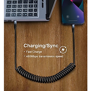 KIYODA USB Type C to Lightning Cable 3FT 2Pack, Coiled iPhone Charger Fast Charging for Car Short USBC iPhone Cord for iPhone14/13/12/11 Pro Max/iPad/CarPlay