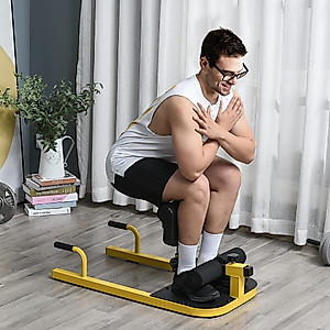 Soozier 3-in-1 Padded Push Up Sit Up Deep Sissy Squat Machine Home Gym Fitness Equipment, Yellow