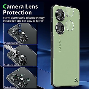 Zeking [2+2Pack for Asus Zenfone 10 (2023) Tempered Glass and Camera Lens Protector, HD Clear 9H Hardness [Case Friendly] Film Bubble Free