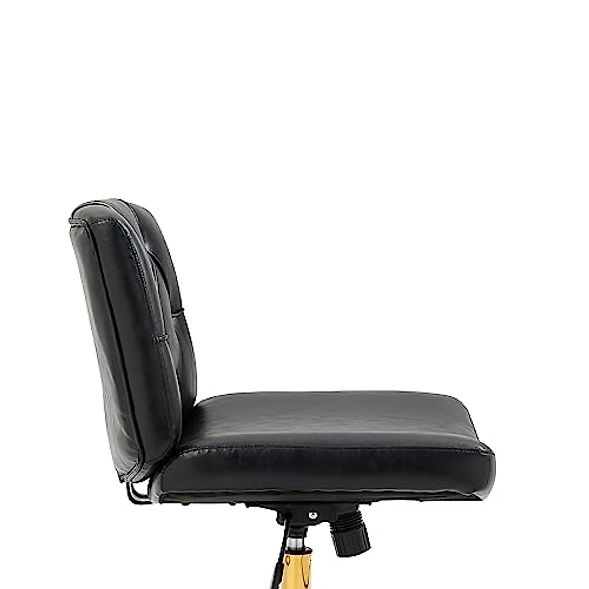 VanTook Home Office Swivel Desk Chair, Modern PU Vanity Chair, Height Adjustable Armless Computer Executive Chair Task Chair with Gold Base for Living Room, Makeup, Studying, Black