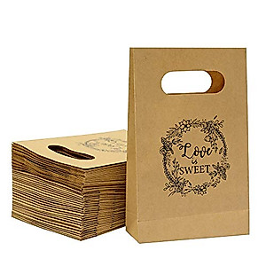 FRIDAY NIGHT Brown Craft Paper Bag with handled Craft Treat Bags 8.5 * 5.5 * 2.5 Inch for Wedding Party Business (50pcs