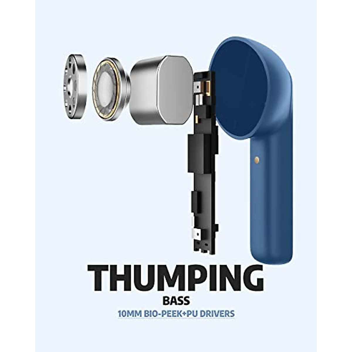 Wireless Earbuds, Active Noise Cancelling, 20 Hours Playtime, Workout Sweat Resistant, Touch Control (Navy)