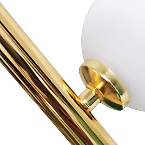 beaysyty Modern Simplicity Floor Lamp for Office Cafe Den Living Room Bedroom, On/Off Foot Switch, White Glass Ball Lampshade and Golden Metal Lamp Body - 9 Bulbs Included