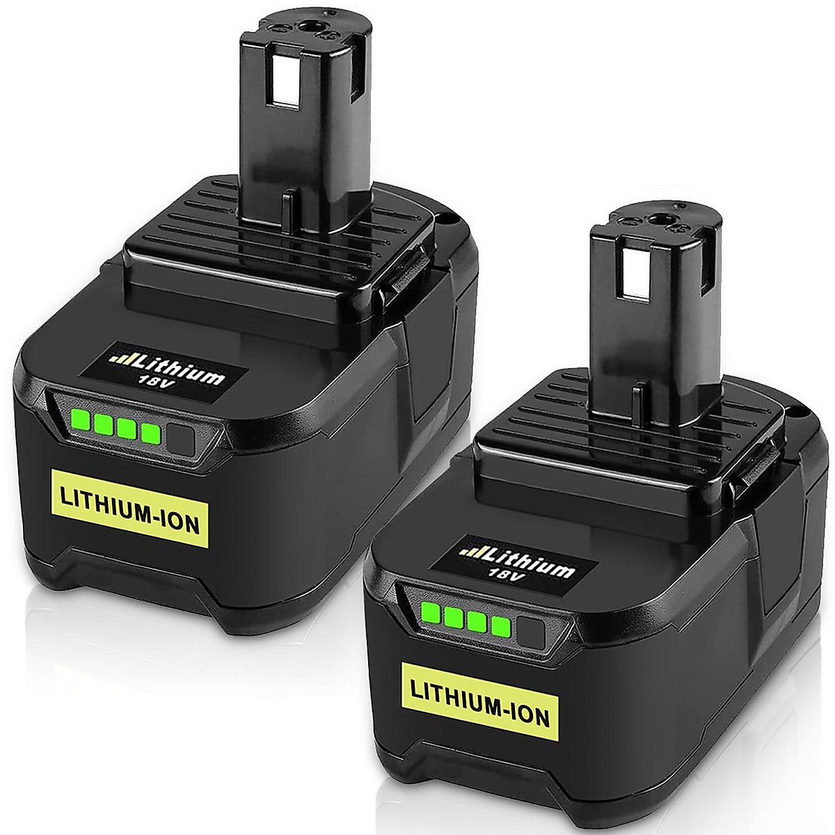 Amsbat 2 Packs 6.0Ah Replacement for Ryobi 18V Battery Lithium 18 Volt Battery P102 P104 P105 P107 P108 P109 P190 P122 Cordless Power Tools [Upgraded to 6.0Ah](Yellow)