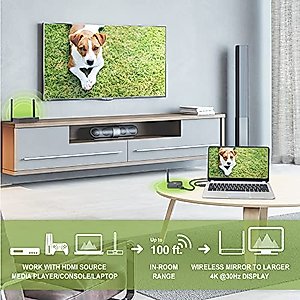 IOGEAR HDMI Wireless Video 4K HD TV Connection Kit - 4K@30Hz - Wireless 2.4/5GHz w/WPA-2 Encryption - Up to 100Ft - Mirror or Extend Mode - Win Mac OS iOS Android Chrome - GWKIT4K