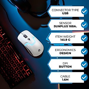 HP Wired Gaming Mouse, PC Gaming Mice, High Performance Mouse Gamer with Optical Sensor, 3 Buttons, 7 Color LED for Computer Notebook Laptop Office Home