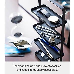 Yamazaki Home Tower 4-Tier Accessory Tray - Jewelry Holder & Storage Organizer - Steel, One Size, Black