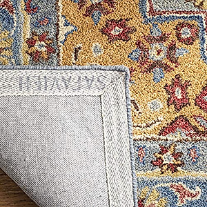 Safavieh Antiquity Collection 8' x 10' Blue/Gold AT504M Handmade Traditional Oriental Premium Wool Area Rug