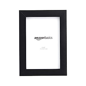 Amazon Basics Rectangular Photo Picture Frame, 4" x 6", Pack of 5, Black