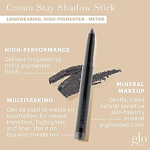 Glo Skin Beauty Cream Stay Shadow Stick (Metro) - Multi-Purpose Eyeshadow Mineral Makeup Can Also Be Used as Liner on Lips or Cheeks, 12-Hours of Wear