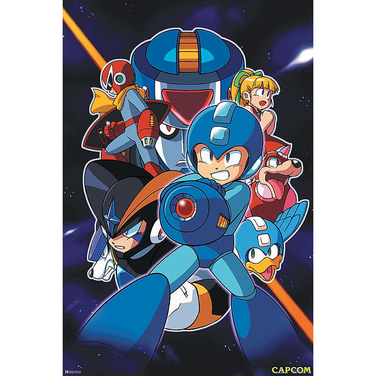 Mega Man Space Background Video Game Video Gamer Classic Retro Vintage 90s Gaming MegaMan Capcom Legacy Collection Megaman 11 Mega Man X Dr Wily Cool Wall Art Print Poster 12x18