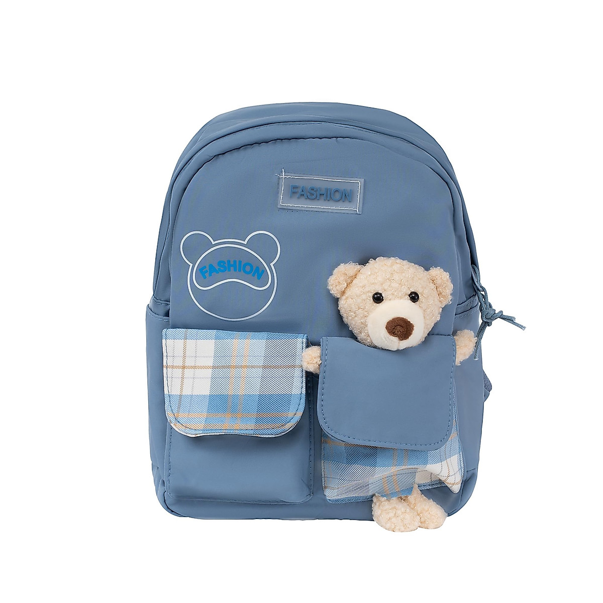 Toddler Backpack Set with Stuffed Bear and Rabbit Plush Notebook (Color May Vary) - Kids' Adventure and Memories Pack Ages 6-10 (Blue)