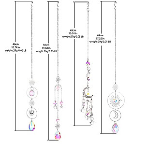 Artilady Sun Catchers Indoor Window - 4 Pack Crystal Suncatcher Kit Stained Glass Window Hanging Rainbow Maker Garden Backyard Ceiling Decor for Bedroom for Mother Daughter