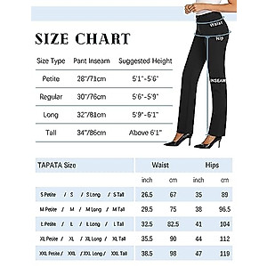 Tapata Women's 28''/30''/32''/34'' Stretchy Straight Dress Pants with Pockets Tall, Petite, Regular for Office Work Business 32", Black, L