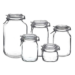 Bormioli Rocco Fido Clear Glass Jar with 85 mm Gasket,0.5 Liter (Pack of 6) (6 Items)