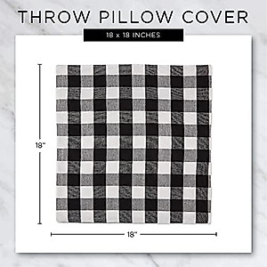 DII Decorative Square Throw Pillow Cover Collection Cotton, Machine Washable, Hidden Zipper, 18x18, Gray Gingham, 4 Piece