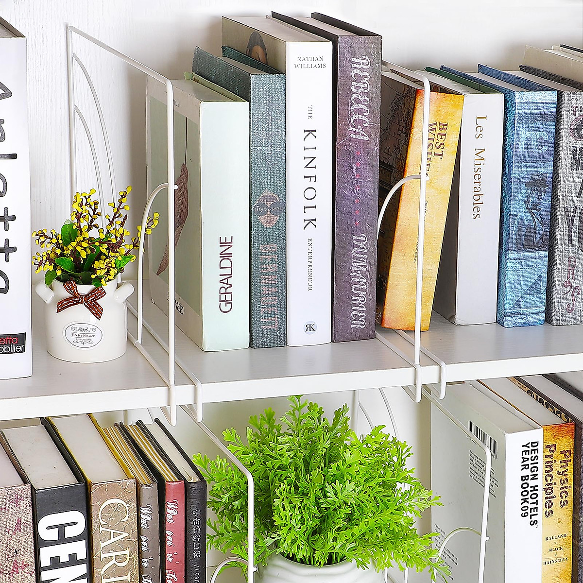 melos 12 Pack Shelf Dividers, Wire Shelf Dividers for Closet Organization, Metal Closet Shelf Dividers for Wood Shelves, Closet Dividers for Wardrobe Cabinet Bookcase, Bathroom and Kitchen, White