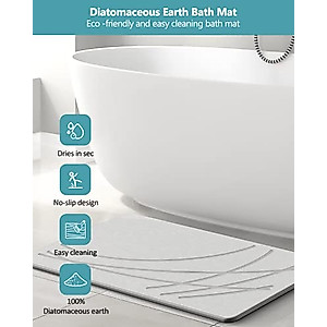 Stone Bath Mat, Diatomaceous Earth Shower Mat Nonslip Super Absorbent Quick Drying Bathroom Floor Mat for Kitchen Counter, Natural Bathroom Mat Stone Easy to Clean (23.7 x 15 .5inch)