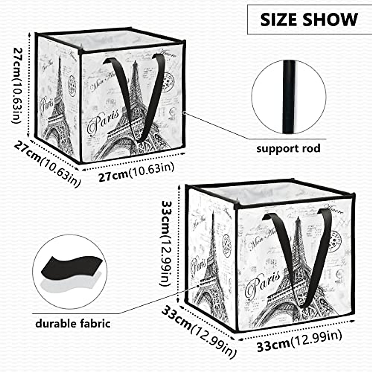 xigua Eiffel Tower Foldable Storage Bins Collapsible Storage Basket for Home Closet,Bedroom Drawers,Nursery,Toys Organizer,Shelf Cabinet