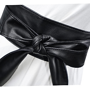 Glamorstar Wrap Belts for Women Dresses Wide Leather Cinch Tie Knot Waist Belts Black 137.8IN/350CM