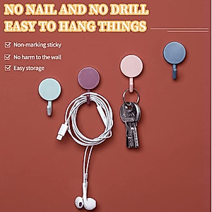 YihuiDurable 10 Pack of Non-Perforated 3m Hooks Adhesive Hooks Colorful Mini Cute Small Wall Bathroom Kitchen Waterproof Hooks (Blue+Yellow)