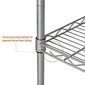 Karl home 5 Tier Wire Shelving Unit Height Adjustable Storage Metal Shelf, Heavy Duty Garage Rack for Office, Kitchen, Laundry (21.3" L x 11.4" W x 59.1" H, Silver)