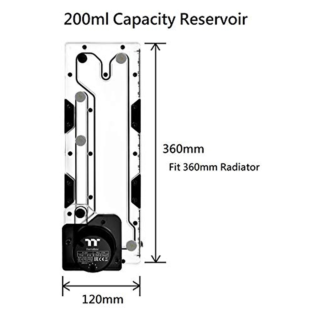 Thermaltake Pacific DP100-D5 Plus 360mm 200ml 16.8 Million Color RGB Alexa/Razer Chroma/5V Motherboard Syncable 6-Port G 1/4" Thread 5-Speed Adjustable D5 Pump Distro Plate Combo CL-W263-PL00SW-A