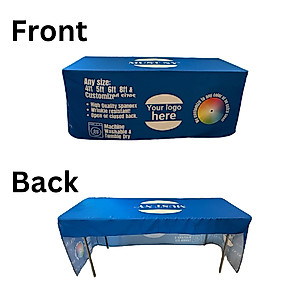 Personalized Customized with Logo Table Cloth 4FT 6 FT 8 FT Table for Tradeshow Events Birthday Wedding Anniversary Tradeshow Mantel Personalizado (Rectangle 6FT30 x 72" x 30" No Pleats no Back)