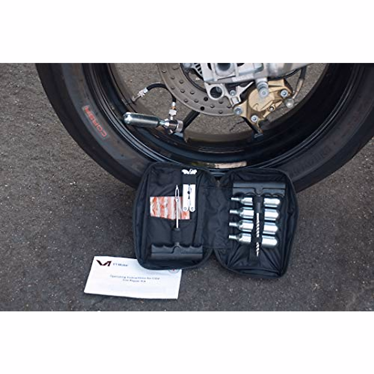 V1 Motor CO2 Motorcycle, ATV Flat Repair Kit Tubeless Tire Repair Kit